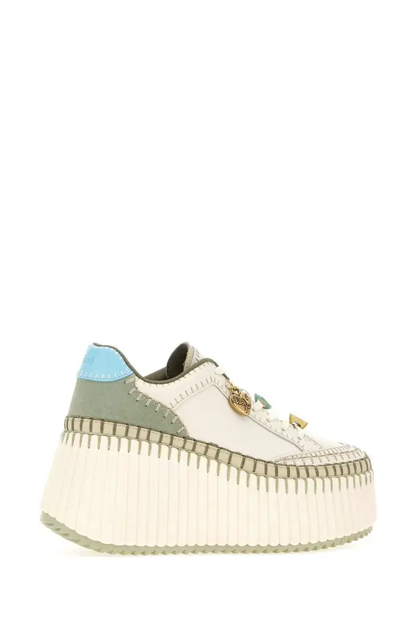 Chloé Leather Nama Sneakers With Suede Inserts And Logo Charms