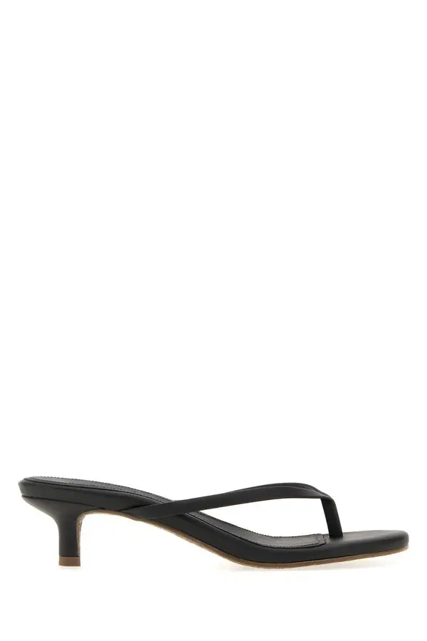 Tkees Leather Julia Thong Mules - Black