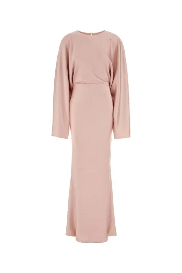 Norma Kamali Satin Long Dress With Sleeve Slits