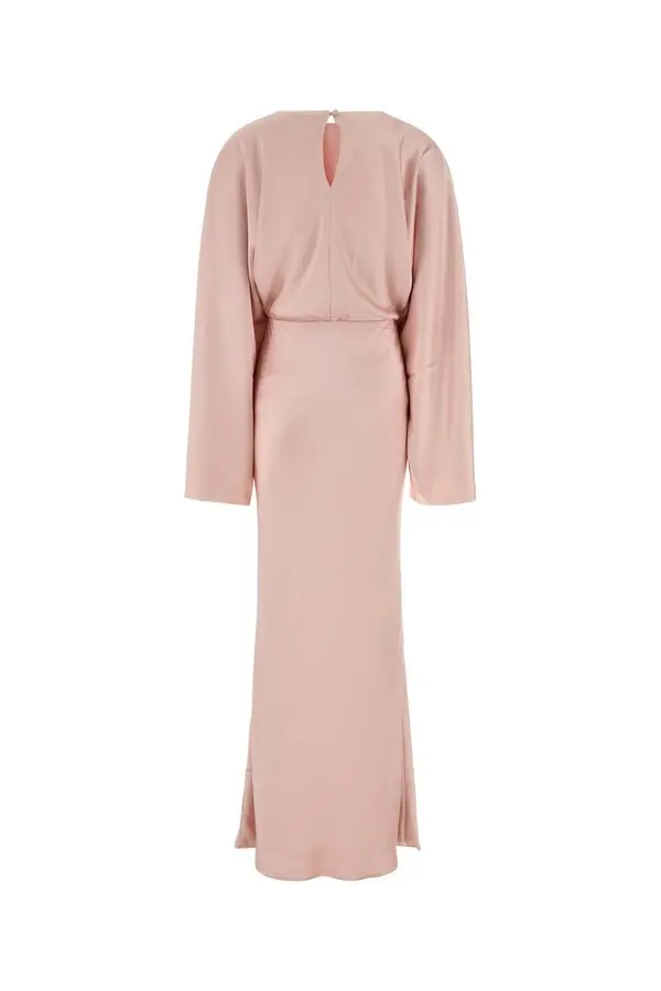 Norma Kamali Satin Long Dress With Sleeve Slits