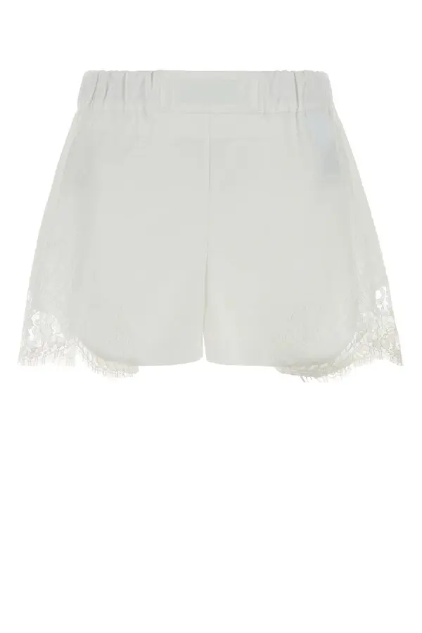 Versace Poplin Shorts With Lace Inserts - White