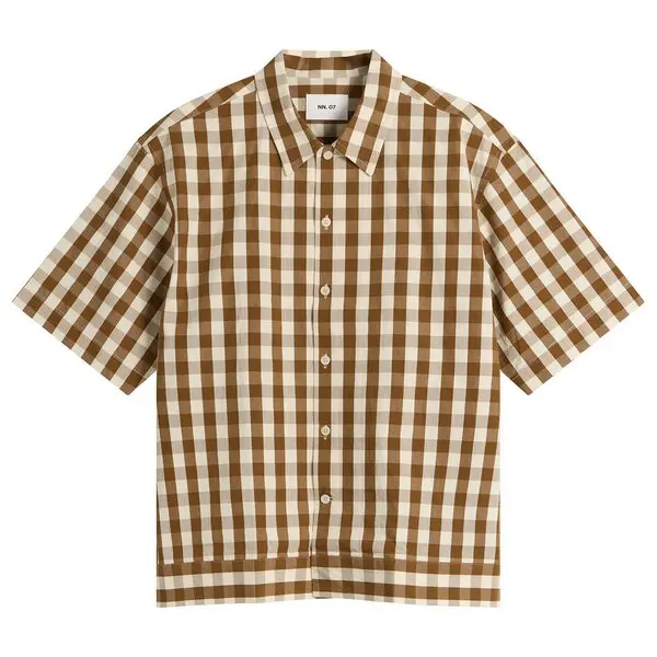 Nn07 Reed Boxy Short Sleeve Shirt - Brown Check