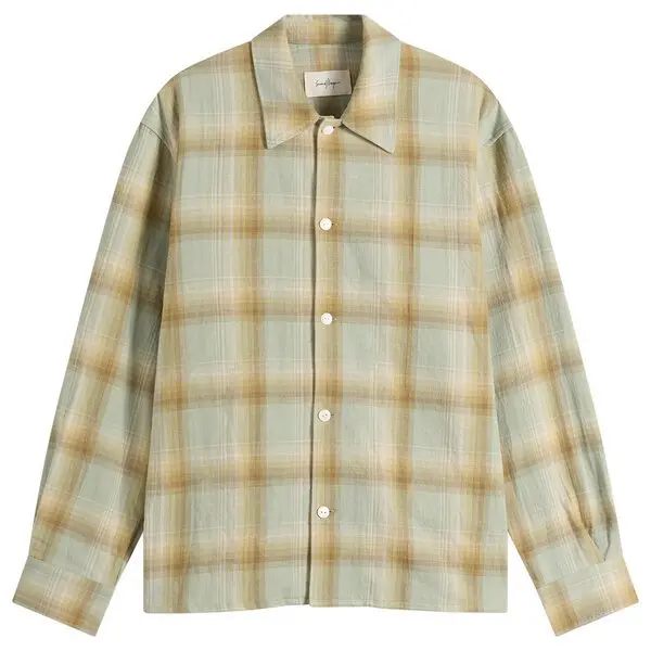 SECOND / LAYER Logan Ombre Check Shirt - Checkered Green