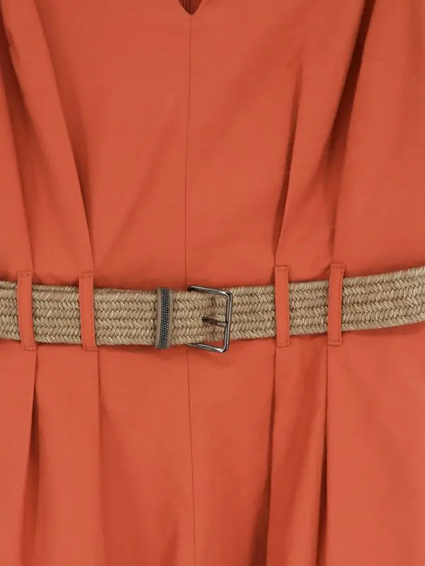 Brunello Cucinelli V-neck Mini Dress With Belt