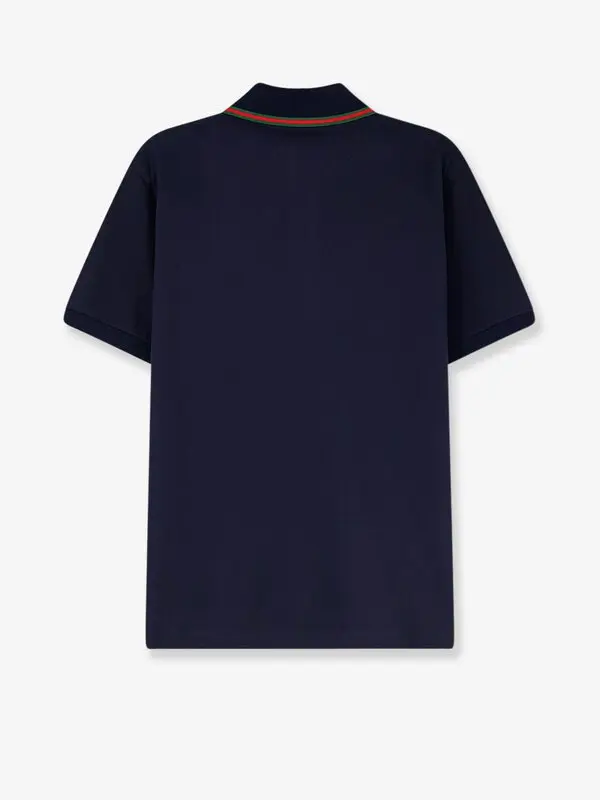 Gucci Cotton Polo With Nastro Web Detail On The Collar
