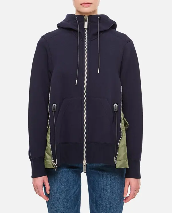 Sacai Nylon-blend Hoodie With Zipper Detail - Blu