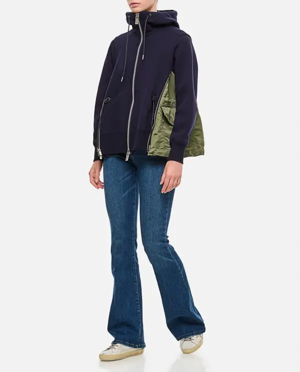 Sacai Nylon-blend Hoodie With Zipper Detail - Blu
