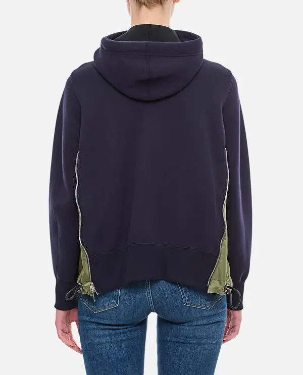 Sacai Nylon-blend Hoodie With Zipper Detail - Blu