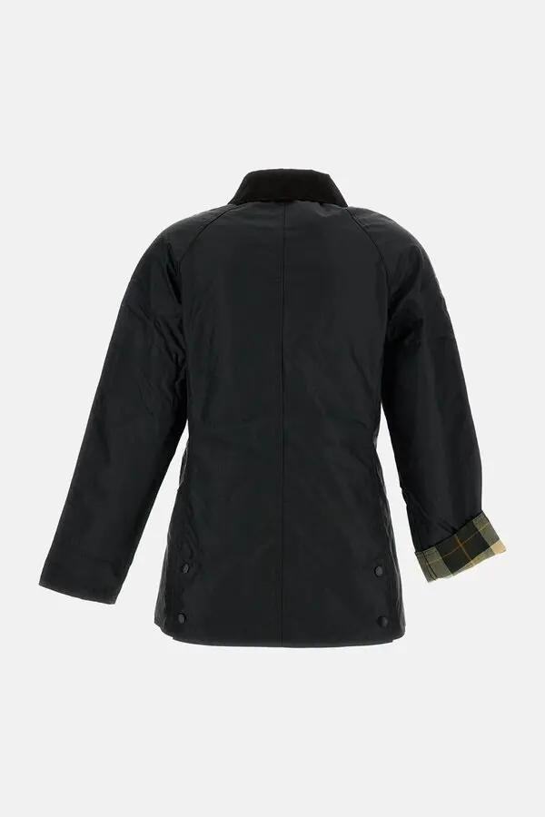 Barbour Beadnell Waxed Cotton Jacket With Tartan Lining - Green