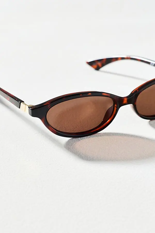 Le Specs Duskfall Slim Oval Sunglasses - Tortoise
