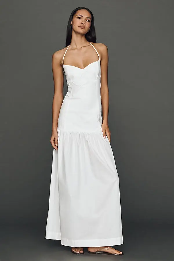 S/W/F Cotton Drop Waist Maxi Dress - Blanc