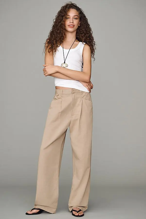 Citizens Of Humanity Velha Cotton Linen Wide Leg Trousers - Catalina