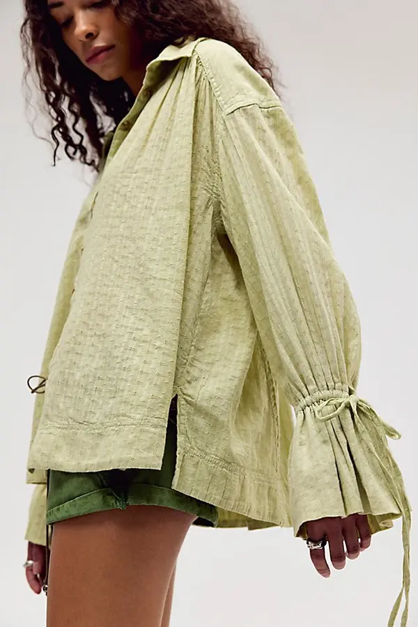 Free People We The Free Oversized Button-down Shirt With Ruffled Cuffs - Winter Pear