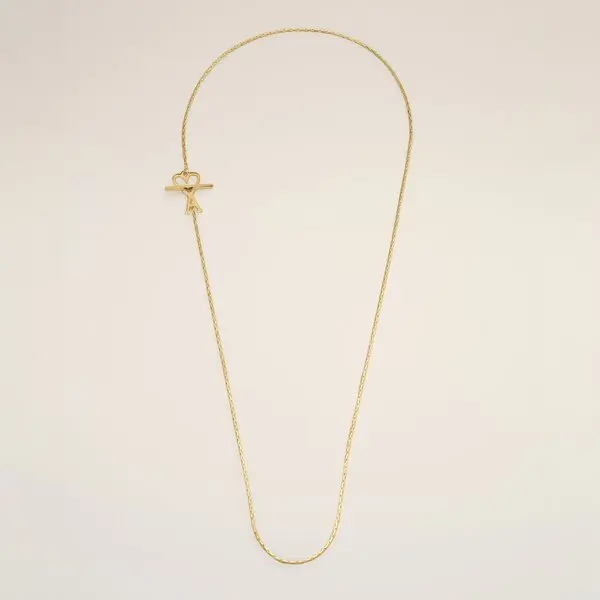 AMI Paris Brass Chain Necklace With De Coeur Clasp - Gold