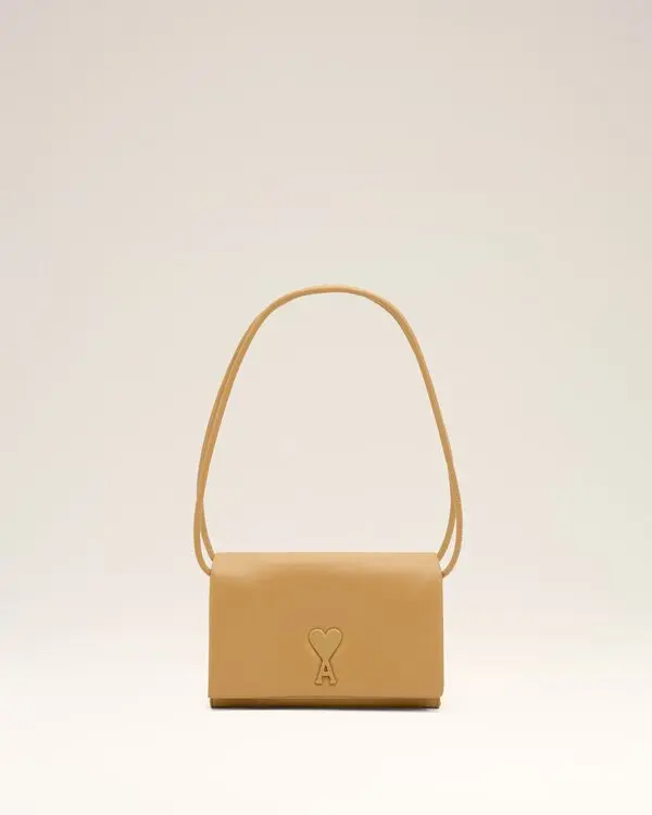 AMI Paris Yellow Cowhide Leather Voulez-vous Wallet On Strap Yellow - Honey