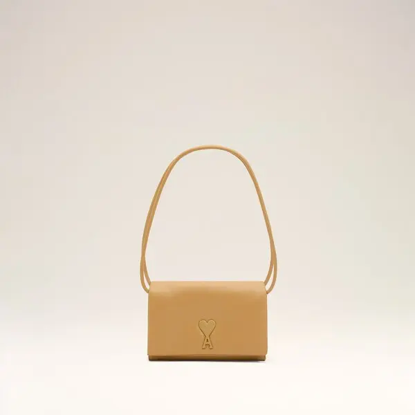 AMI Paris Yellow Cowhide Leather Voulez-vous Wallet On Strap Yellow - Honey
