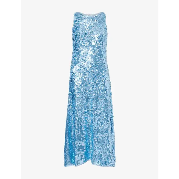 DIMA AYAD Racer Cut Sequin Maxi Dress - Blue