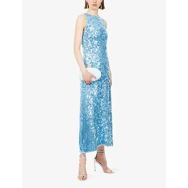 DIMA AYAD Sequin Racer Back Maxi Dress