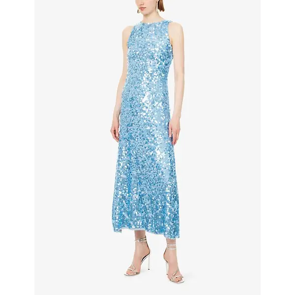 DIMA AYAD Sequin Racer Back Maxi Dress