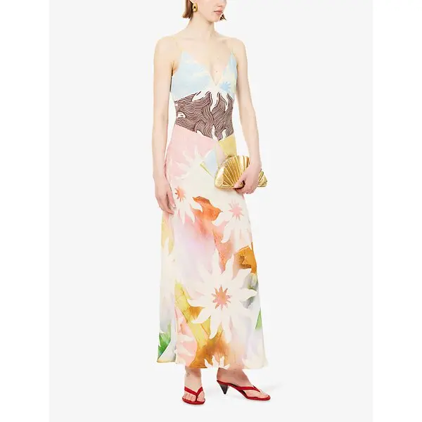 NEVER FULLY DRESSED Printed Valeria Woven Maxi Dress