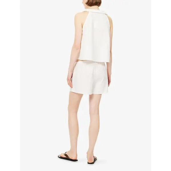 DEIJI STUDIOS Sleeveless Collared Top And Shorts Set
