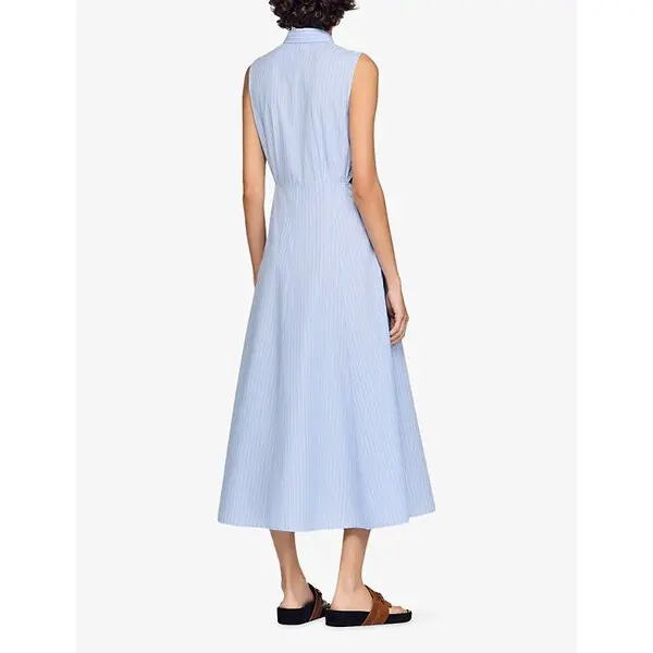Sandro Striped Sleeveless Cotton Maxi Dress - Sky Blue
