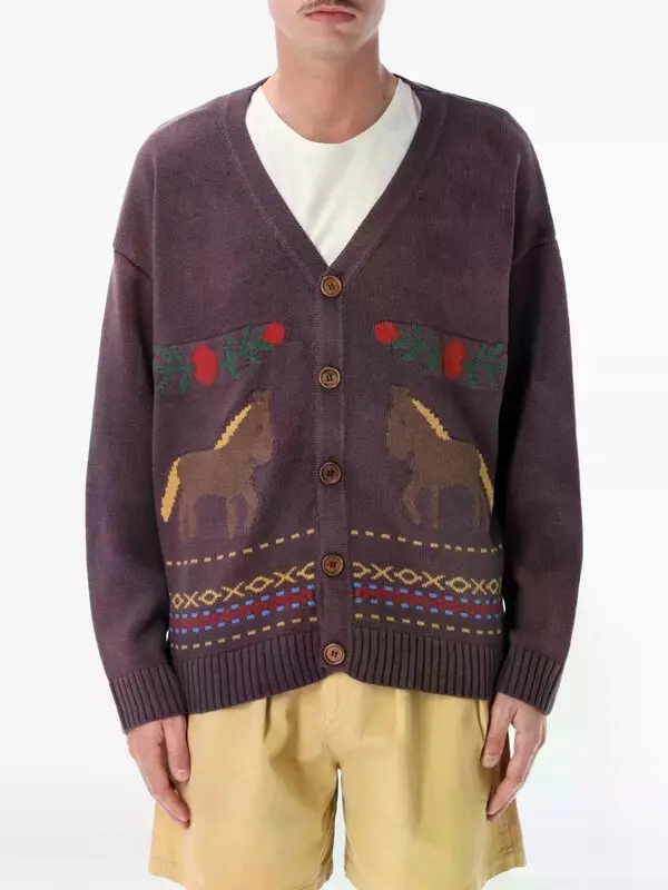 FOUND Horse Intarsia Knit Cardigan
