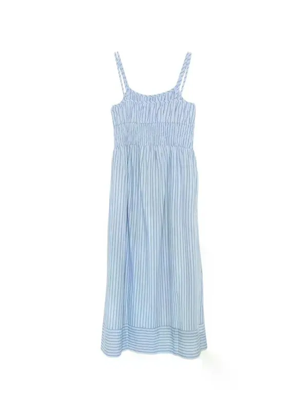 BOSS Striped Smocked Midi Dress