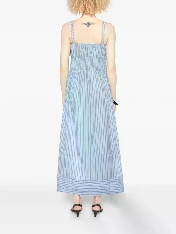BOSS Striped Smocked Midi Dress