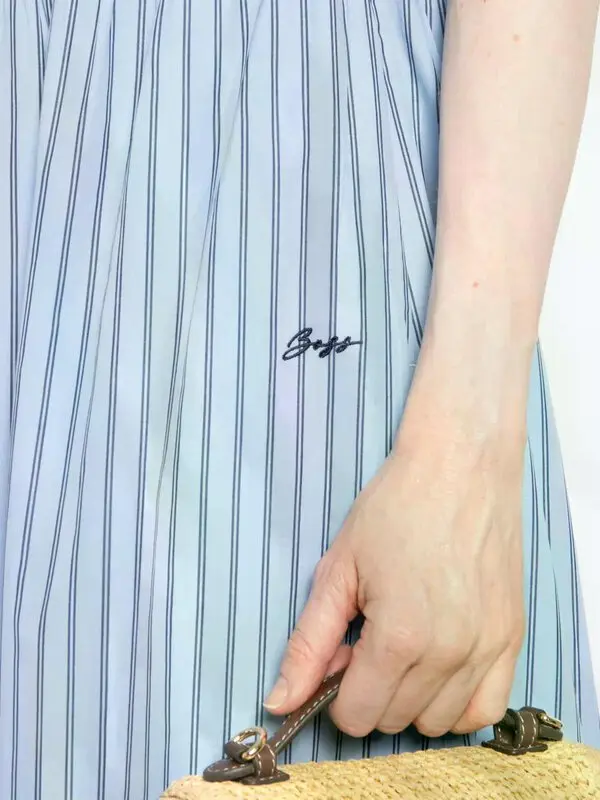 BOSS Striped Smocked Midi Dress