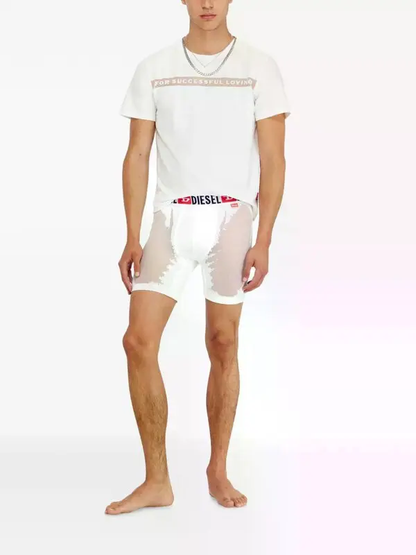 DIESEL® X Tinder Logo-waistband Sheer-panel Boxer Briefs - White