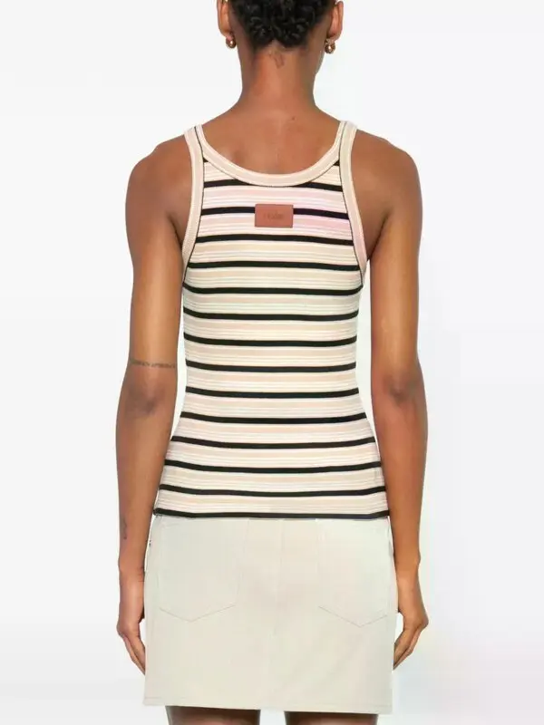 Fendi Striped Ribbed Knit Tank Top