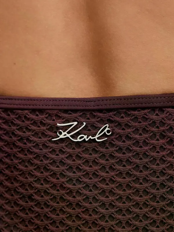 Karl Lagerfeld Crochet-knit Cut-out One-shoulder Swimsuit