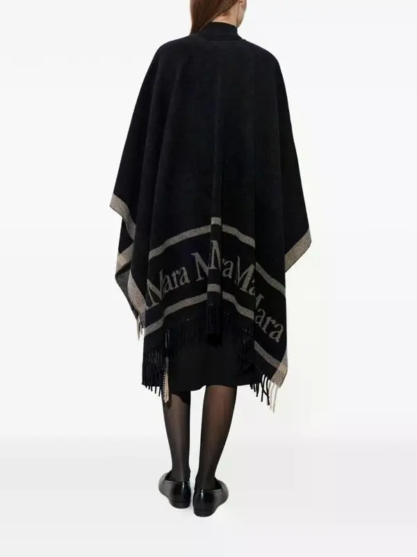 Max Mara Logo Intarsia Fringed Cape