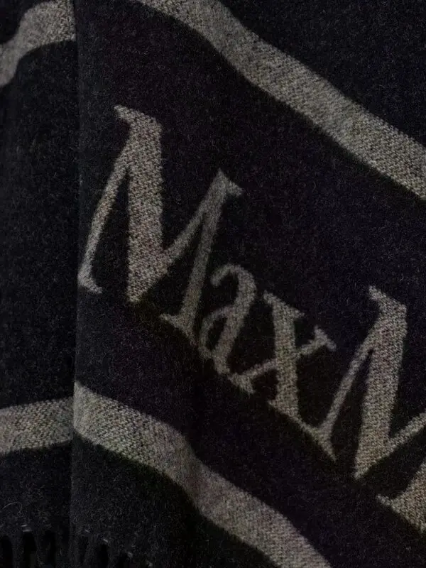 Max Mara Logo Intarsia Fringed Cape