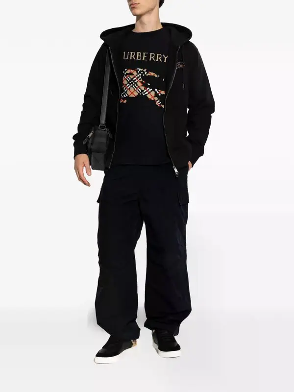 Burberry Navy Crinkled Texture Wide-leg Cargo Pants