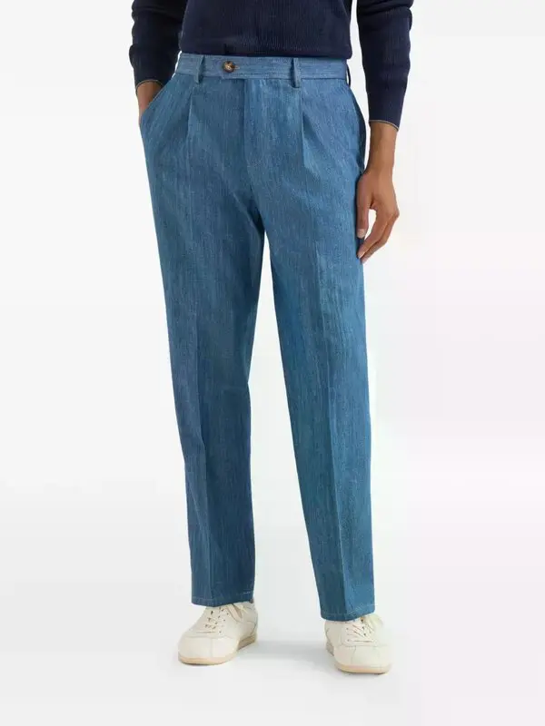 Brunello Cucinelli Lightweight Denim Trousers With Double Pleats