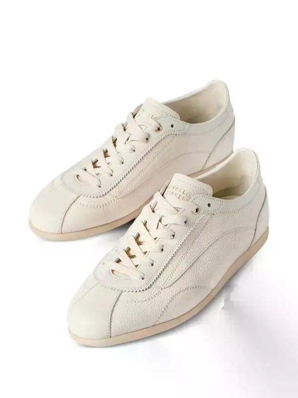 Brunello Cucinelli Deerskin-effect Calfskin Sneakers With Slim Outsole