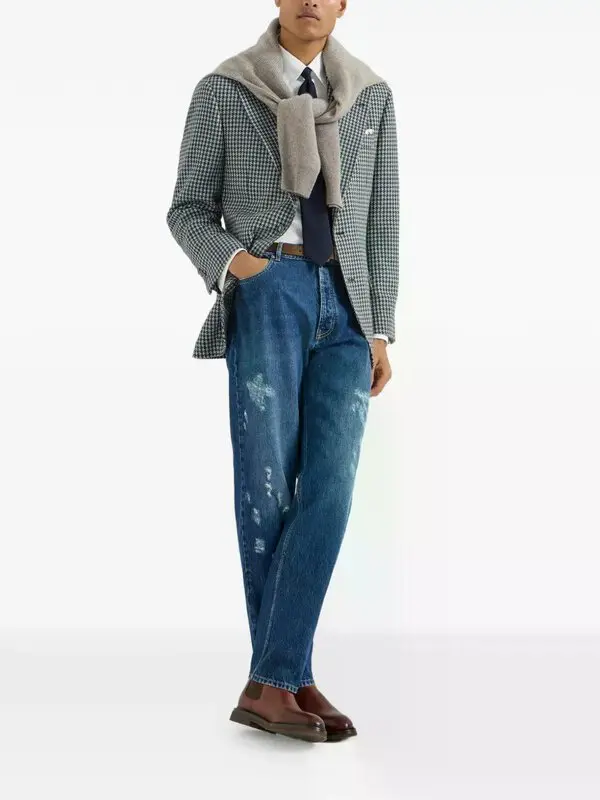 Brunello Cucinelli Iconic Fit Five-pocket Denim Trousers With Rips - Blue