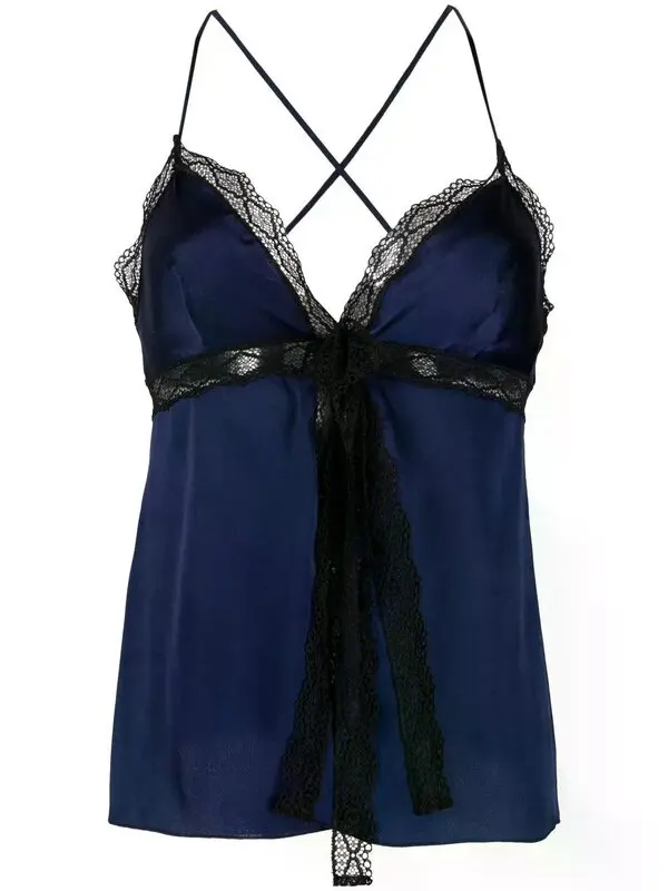 Alberta Ferretti Silk Blend Top With Lace Trim