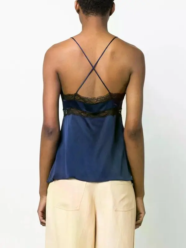 Alberta Ferretti Silk Blend Top With Lace Trim