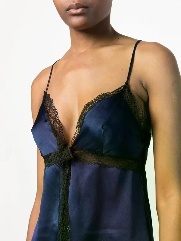 Alberta Ferretti Silk Blend Top With Lace Trim