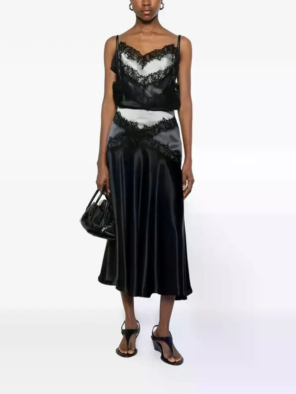 Viktor & Rolf Lace-trim Midi Skirt - Black