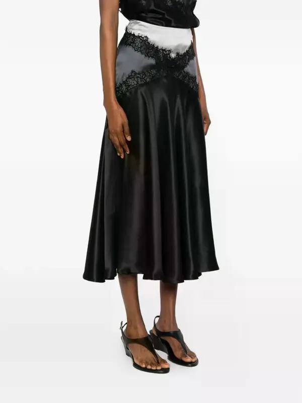 Viktor & Rolf Lace-trim Midi Skirt - Black
