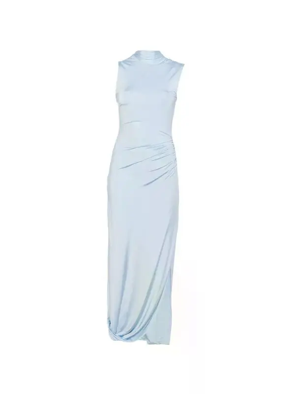 SELF-PORTRAIT Asymmetric Ruched Sleeveless Dress