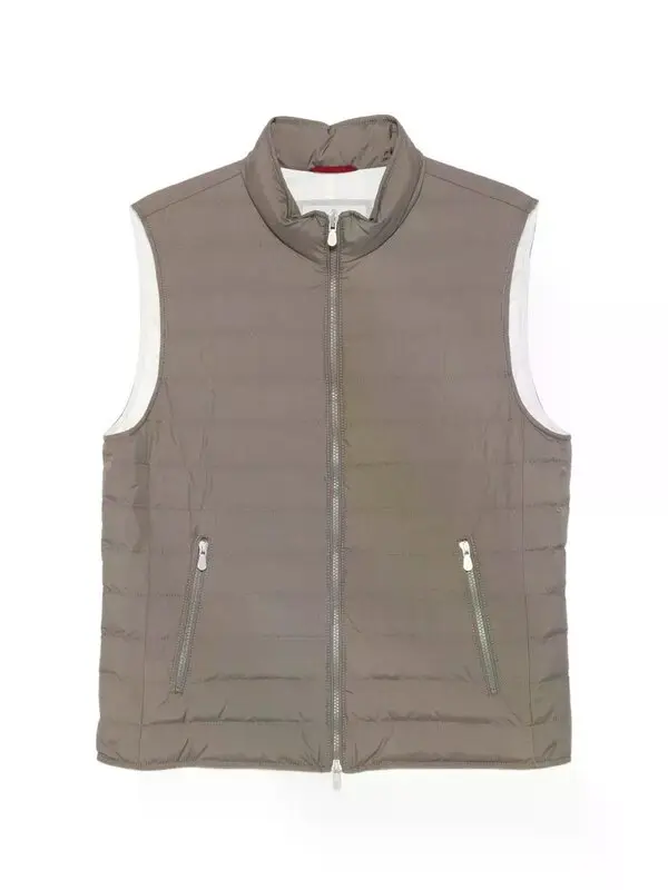 Brunello Cucinelli Quilted High-neck Gilet - Green