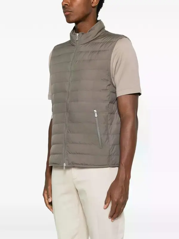 Brunello Cucinelli Quilted High-neck Gilet - Green