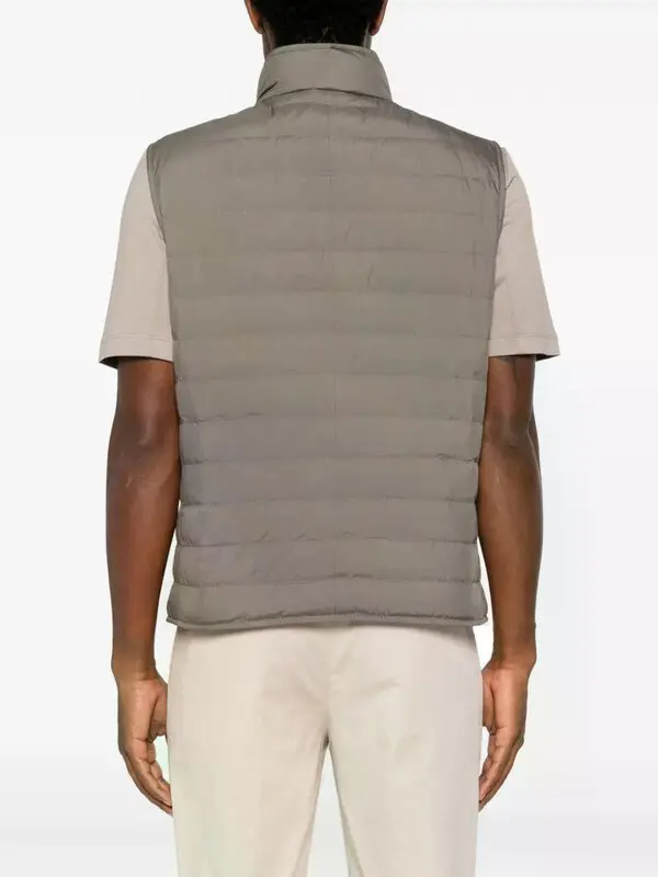 Brunello Cucinelli Quilted High-neck Gilet - Green