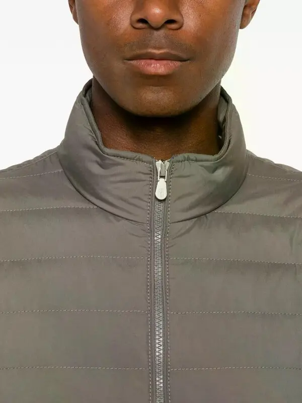 Brunello Cucinelli Quilted High-neck Gilet - Green