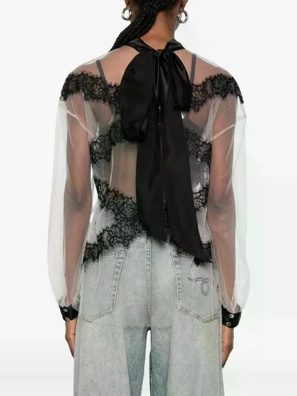Viktor & Rolf Sheer Tulle Blouse With Lace Trim